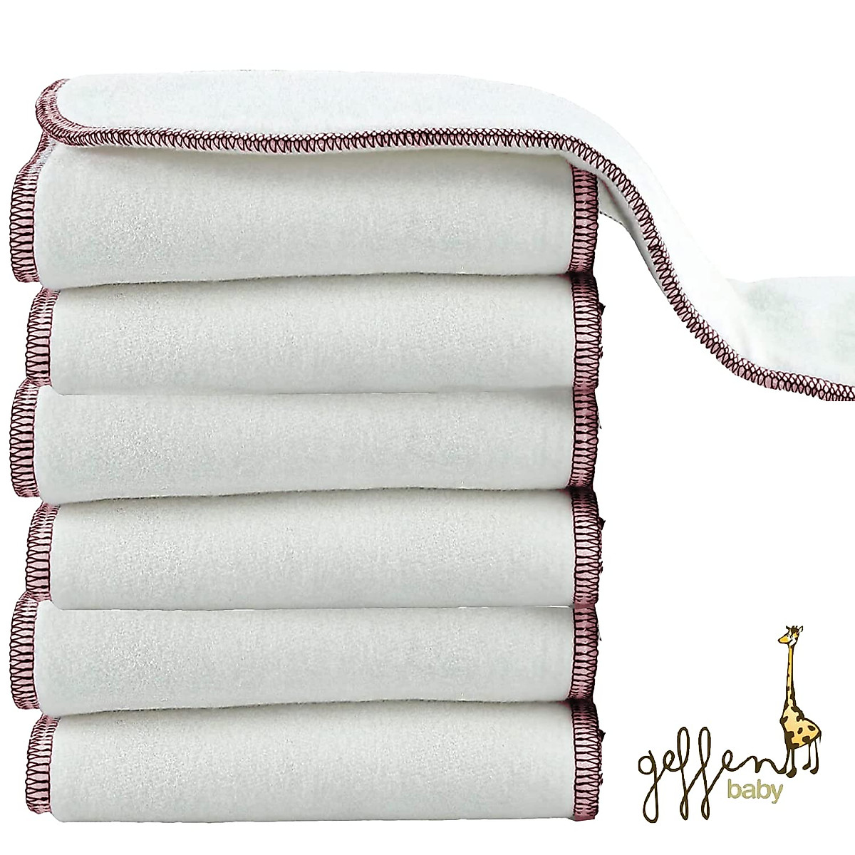 Geffen Baby Super Absorbers Plus Cloth Diaper Inserts, Reusable Liners for Baby Diapers, Booster Pads for Overnight Bedwetting, Nap Time, or Day Time Heavy Wetters, 5 Layer Absorbent Insert, 6 Pack