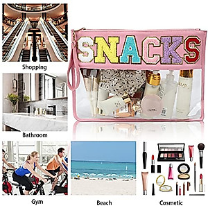 Leziazany Monogram Clear Makeup letter Bag Multi-purpose transparent Travel Stadium letter bags Snack Pouch Clear beach bags for Cosmetics And Toiletries Organization clear travel pouch for women…………