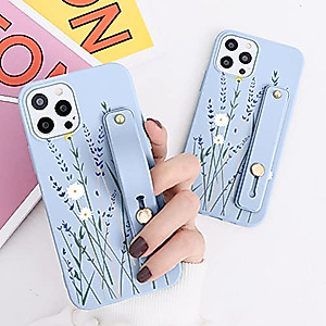 Yoedge Hand Strap Case for Samsung Galaxy A32 4G with Convertible Stand, Soft Silicone Shockproof Bumper Adjustable Wrist Strap Holder Cover Compatible with Samsung A32 4G - 6.4 inch, Art Flower