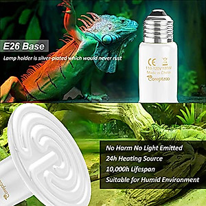 Ceramic Heat Emitter, 100W Reptiles Ceramic Heat Lamp Bulbs for Reptile,Tortoise,Coop,All Pet Spend Winter