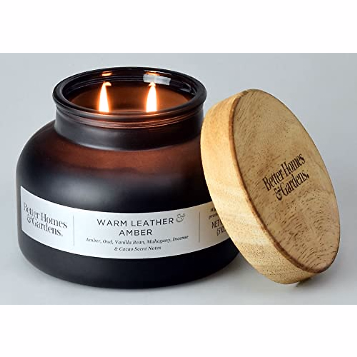BetterHomes&Gardens Better Homes and Gardens 18oz Scented Candle, Warm Leathered Amber 2-Pack, 18oz (501g) x 2 [excluding glass jar weight] (81973)