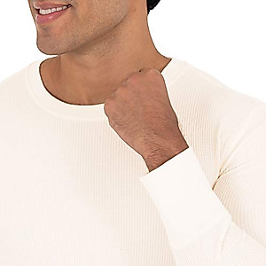 Fruit of the Loom Men's Recycled Waffle Thermal Underwear Crew Top, Natural, Medium, Pack of 1