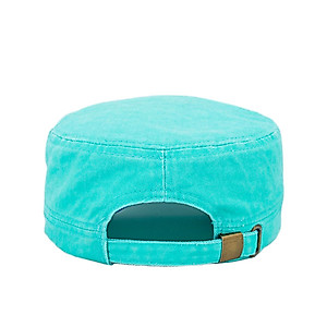 MONOFARBE Washed Cotton Plain Cadet Army Cap Classic Military Hat Men Women Fashion Hat (Turquoise)