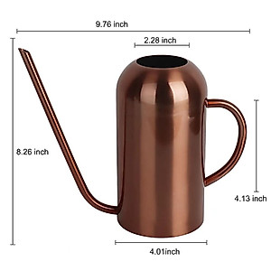 Watering Can Indoor Plants, 50 oz/1500 ml Metal Stainless Steel Watering Can Pot with Long Spout for Indoor House Plants Bonsai Outdoor Garden Flower Decorative(Copper)