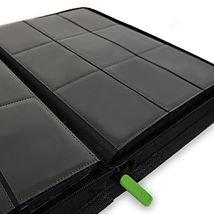 Vault X Premium Exo-Tec Zip Binder 12 Pocket, 20 Double-Sided Pages for 480 Side-Loading Slots for Board, Collectible or Trading Card Game Protective Folder Album (Black)