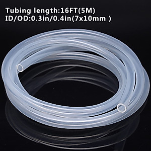 PULACO Plastic Tubing ID/OD 7x10mm (0.3in/0.4in) 16FT for Aquarium, Garden, Pond, Water cooling, Industrial Machine