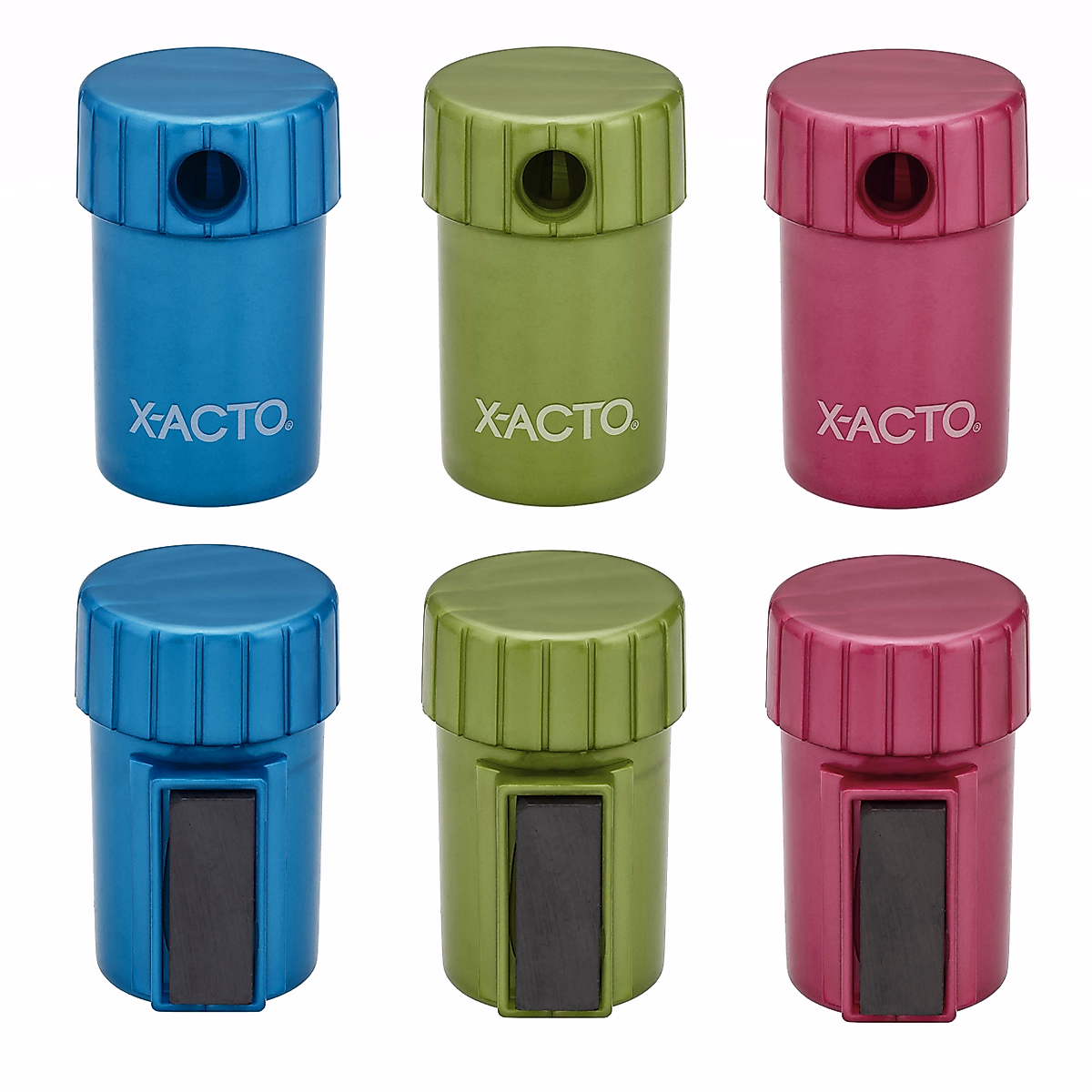 X-ACTO Magnetic Rotating Top Manual Pencil Sharpener, Assorted Colors, 6 Count