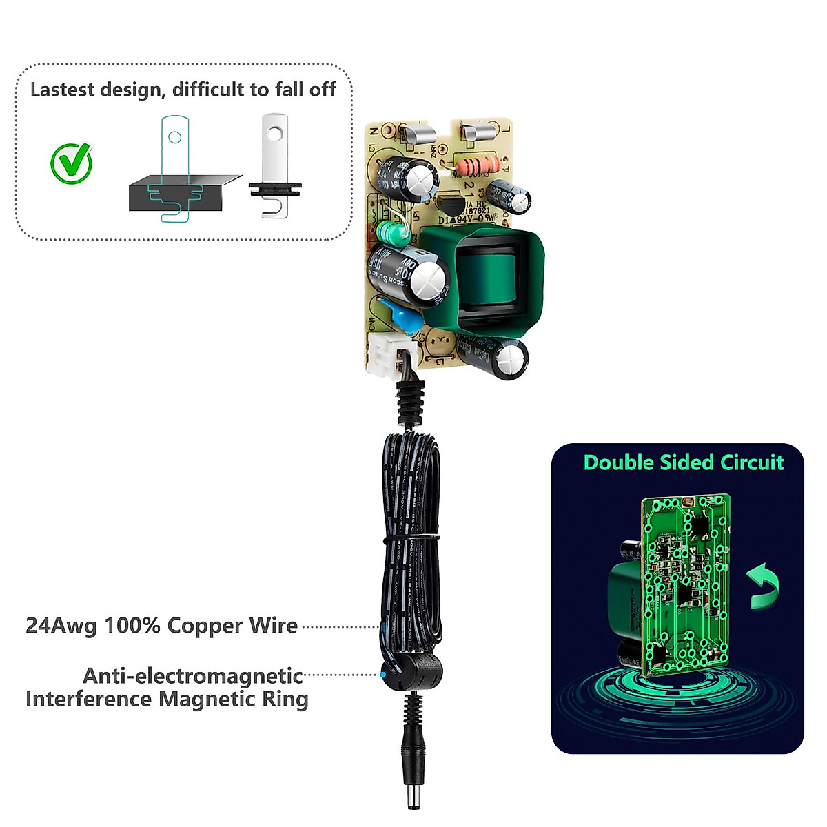 Chanzon 12V 0.5A 6W Power Supply AC DC Switching Adapter, 12 Volt .5a AC/DC Wall Wart Converter Transformer, 100-240v 50 60HZ Input with 12vdc 500ma Output