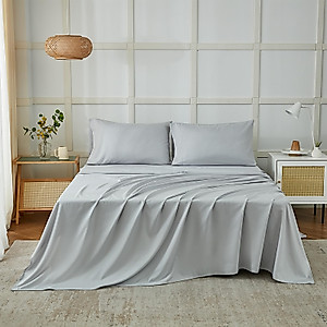 ILAVANDE Queen Sheets Set 4 Piece,Hotel Luxury Super Soft 1800 Series Microfiber Queen Bed Sheets Set-Wrinkle Free & Breathable-14 Deep Pocket Sheets for Queen Size Bed(Queen,Light Grey)