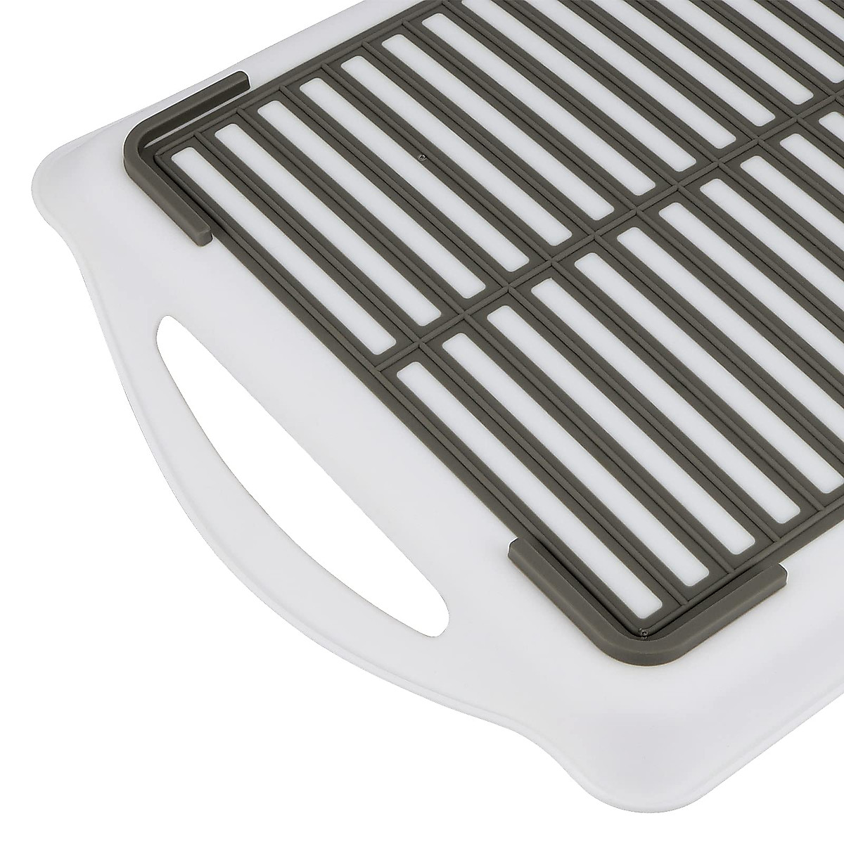 HOIGON 4 Pack 16.5 x 11.4 x 1.6 Inch Anti-Slip Food Serving Tray with Handles, Rectangular Plastic Serving Trays Cafeteria Trays Dinner Trays for Eating On Couch, Bed