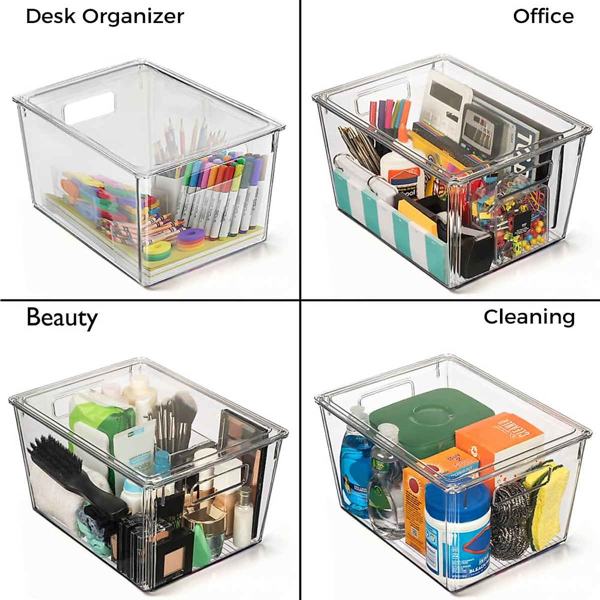 ClearSpace Plastic Storage Bins with Lids X-Large – Perfect Kitchen Organization or Pantry Storage – Fridge Organizer, Pantry Organization and Storage Bins, Cabinet Organizers