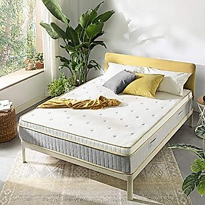 Mellow 12 Inch LAGOM Elite Hybrid Mattress, Made in USA, CertiPUR-US Certified Foams, Oeko-TEX Certified Eco Cover, Green Tea Infused Memory Foam and Pocket Springs, Quilted Comfort Top, Queen
