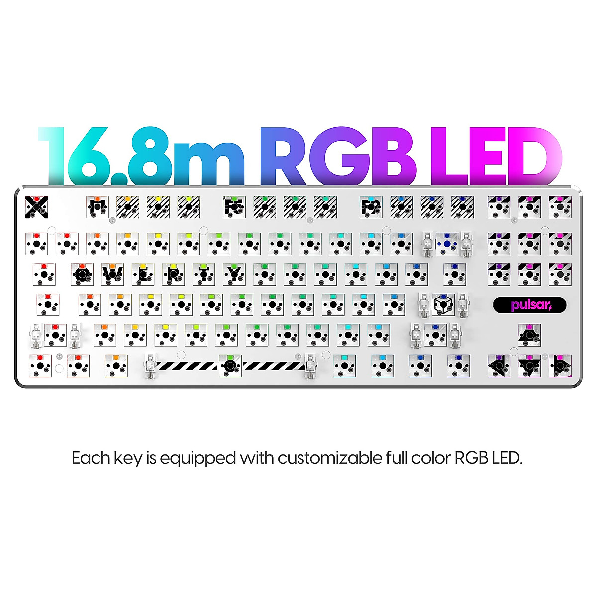 Pulsar Gaming Gears - PCMK Gaming Mechanical Keyboard TKL ANSI Aluminum Build 5 Pin Hot Swappable Swap RGB LED 80% 87 Keys (Barebone, White)