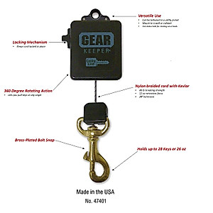 Lucky Line Ultra HIGH Force Gear Keeper, Industrial Strength Key Retractor Supplied with Brass Plated Bolt Snap, 28" Kevlar Cord, Slip-ON Belt Bracket, 1 per Pack (47401)