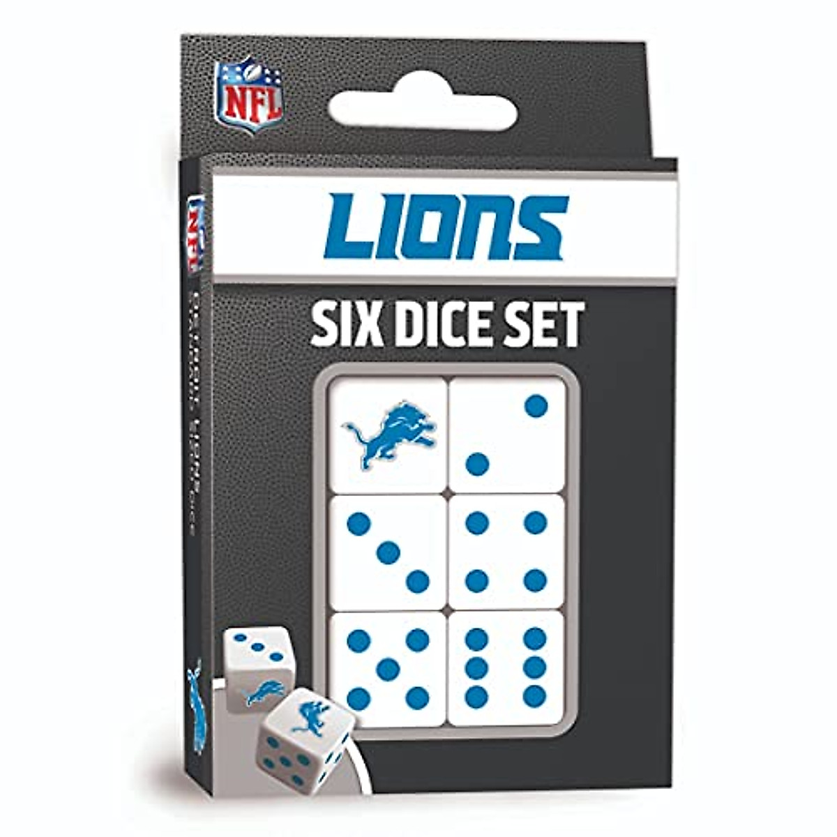 MasterPieces Game Day - NFL Detroit Lions - 6 Piece Team Logo Dice Set - D6 Standard Size