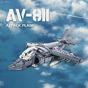 DAHONPA AV-8 Fighting Military Army Airplane Building Bricks Set, 807Pieces Air-Force Build Blocks Toy, Gift for Kid and Adult.