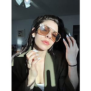 FEISEDY Retro Square Aviator Sunglasses Women Men 70s Vintage Trendy Plastic Frame Sun Glasses B2835