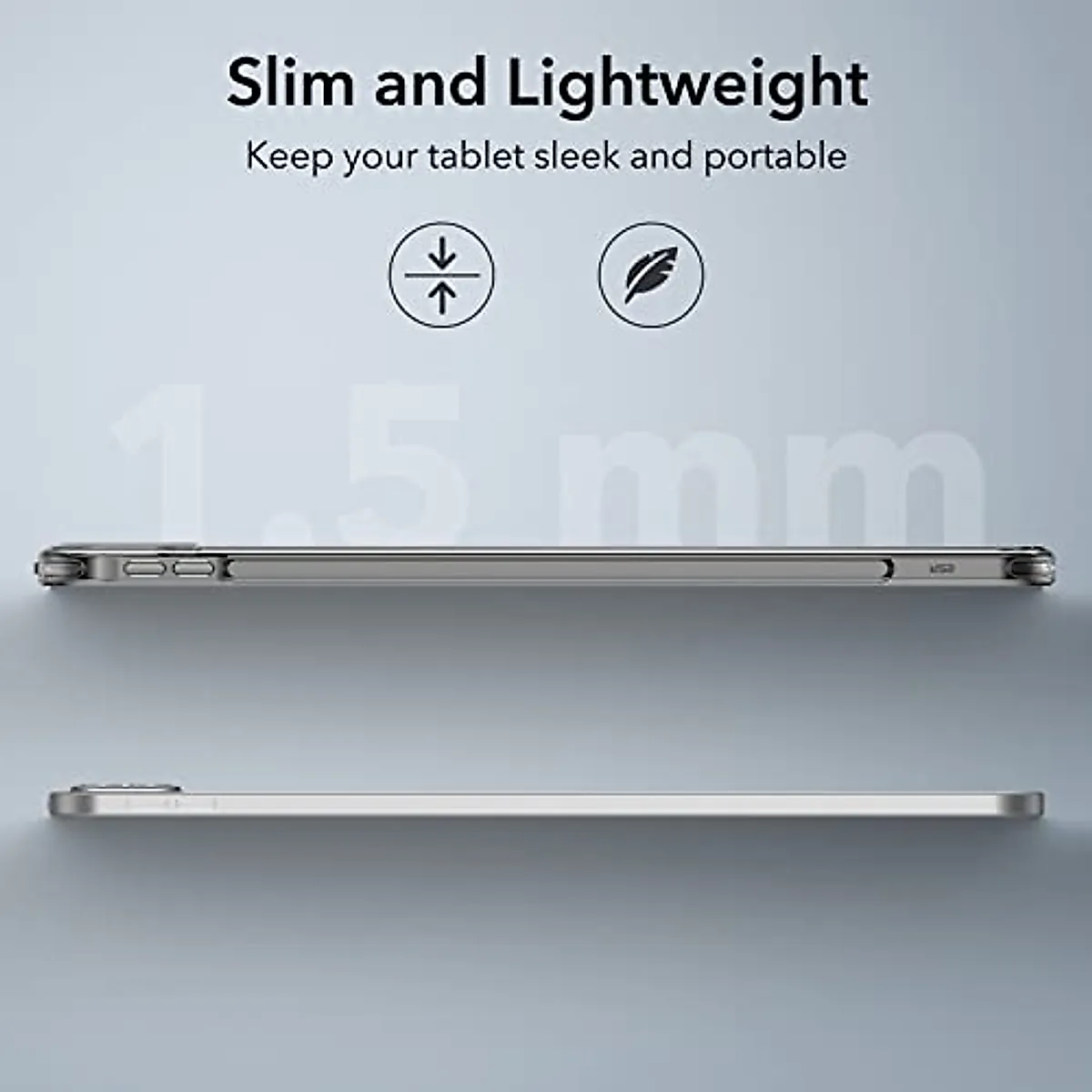 ESR for iPad Pro 12.9 Case, 12.9 inch iPad Pro case (2022/2021, 6th/5th Generation), Thin and Lightweight, Yellowing Resistant, Hard Back, Supports Pencil 2, Classic Series, Clear Black