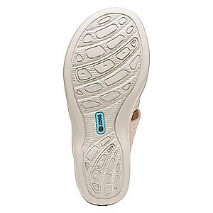 BZees Womens Daytona Slip-On Wedge Sandal Sand Dollar Chevron 6.5 M