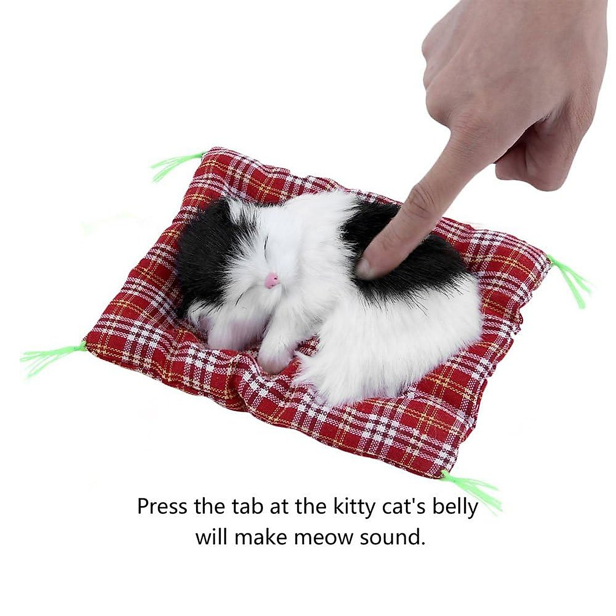 A-Parts Lovely Simulation Animal Doll Plush Cat Toy with Sound Kids Toy Decorations Stuffed Toys Black & White