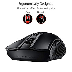 ASUS Portable Wireless Optical Gaming Mouse - ROG Strix Carry | Bluetooth & RF USB - Seamless Connection, No Interference | 7200 DPI | High Level Accuracy | Armoury II | Carry Pouch Included