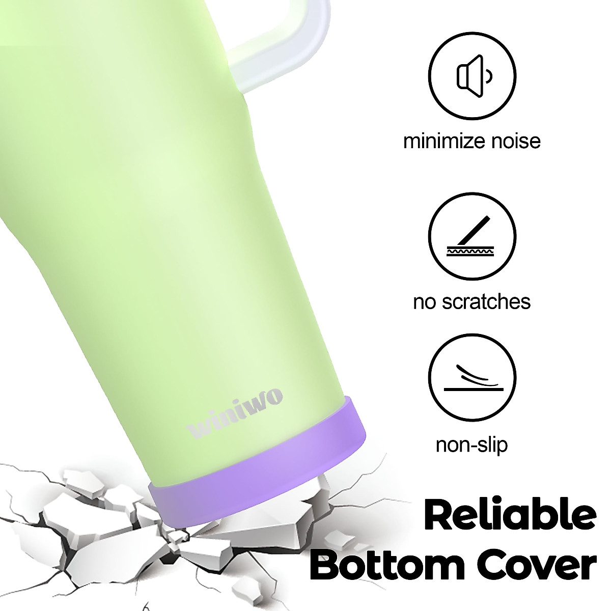 winiwo 40 oz Tumbler with Handle and Straw for Her, Flexible Straw, Insulated Tumbler Cups with Silicone Bottom, Keeps Beverages Cold Up to 24 Hours, Gym/Work/Travel/School/Gift（Bud Green）