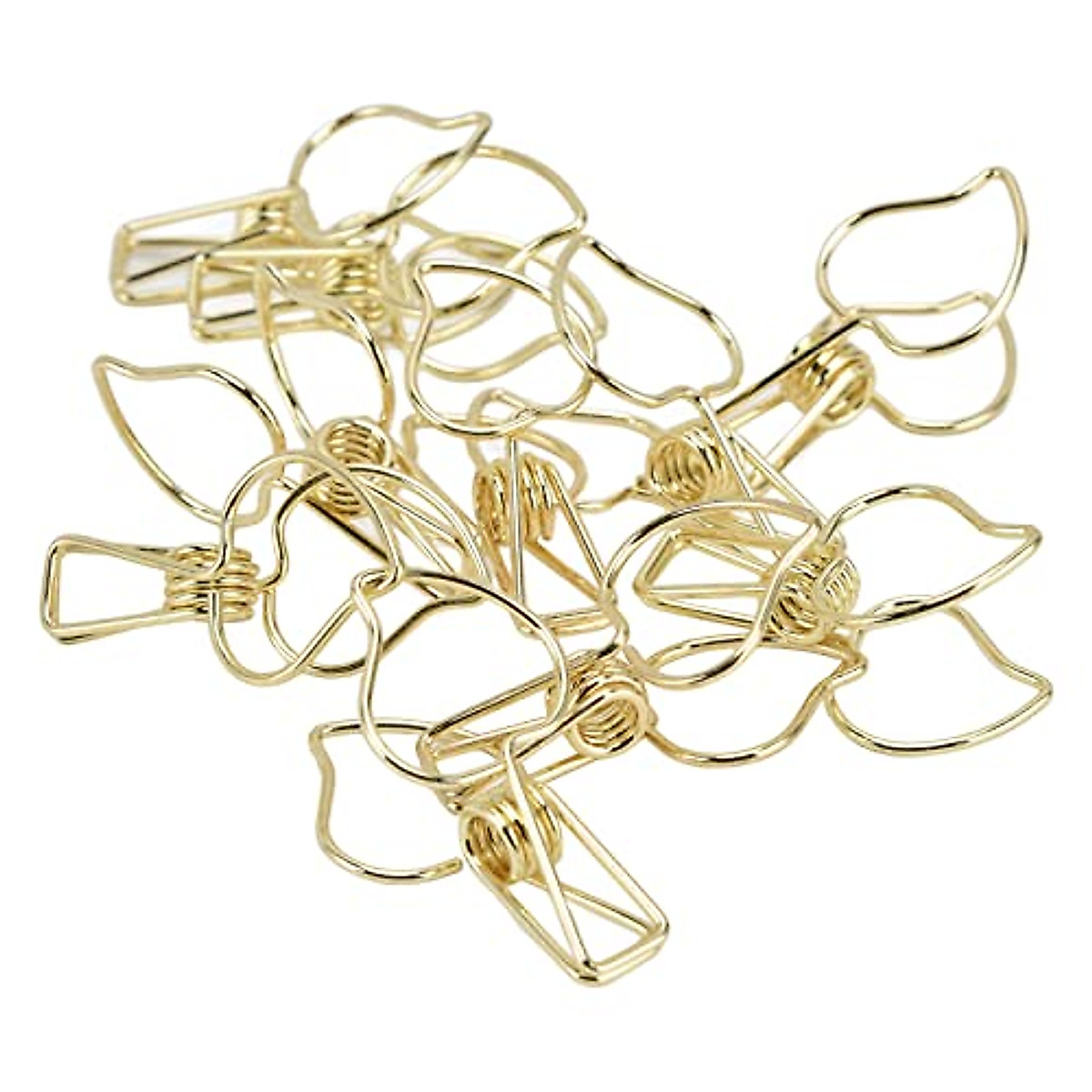 Chip Clips 20pcs, Hollowed 1.4in Bag Clips Food Clips Leaf Design Metal Bag Clips for Chips Electroplating Iron Wire Bag Clips Photo Clips Clothespins Clip for Food Bags, Laundry, Paper(Gold)