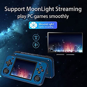 RG353M Handheld Game Console Built-in 64G Card 4452 Games, Aluminum Alloy Shell and 3.5 inch IPS Multi-Touch Screen,Dual OS Android 11 and Linux Support 5G WiFi 4.2 Bluetooth Streaming and HDMI