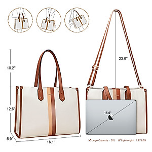 ESTARER Laptop Tote Bag 15.6 Inch, Women Laptop Bag Water-resistant Canvas Work Bag, Casual Shoulder Bag Handbag Briefcase Purse for Office/College/Travel