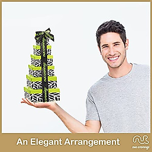 Dried Fruit & Mixed Nuts Gift Basket Leaf Tower + Ribbon (12 Assortments) Purim Mishloach Manot Gourmet Food Bouquet Arrangement Platter, Birthday Care Package, Healthy Kosher Snack Box, Her Him