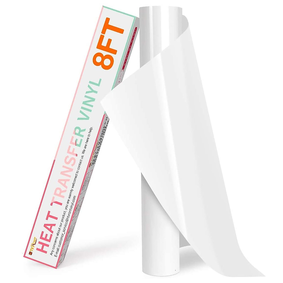 HTVRONT HTV Vinyl Rolls Heat Transfer Vinyl - 12" x 8ft White HTV Vinyl for Shirts, Iron on Vinyl for Cricut & Cameo - Easy to Cut & Weed for Heat Vinyl Design (White)