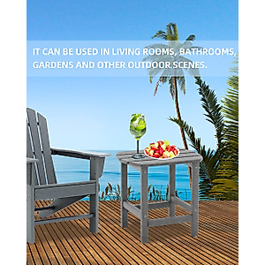 Adirondack Side Table, Outdoor Side Table Weather Resistant HDPE Small Patio Table for Indoor Outdoor (Oval Table, Grey)