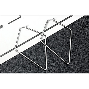 4 Pairs Stainless Steel Geometric Hexagon Round Square Thin Hoop Earrings for Women Jewelry Set-silver