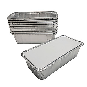 D&W Fine Pack Disposable 2 lb. Aluminum Foil Closeable Loaf Pan with Board Lid - 33 Ounces - Perfect for Baking Breads, Cakes, Food (Pack of 500)