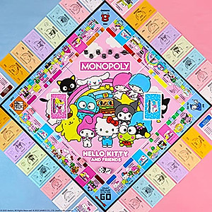 Monopoly: Hello Kitty and Friends, Buy, Sell, Trade Buildings from The Animated Series, Featuring My Melody, Badtz-Maru, Keroppi, Classic Monopoly Game, Officially-Licensed Hello Kitty Merchandise