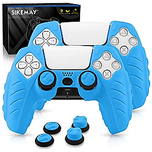 SIKEMAY Anti-Slip PS5 Controller Cover, Soft Silicone Protective Case for Playstation 5 Controller, PS5 Controller Skin for Playstation 5 DualSense Wireless Controller, 2 Pack with 4 x Thumb Grip Caps