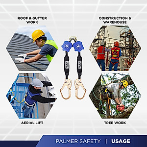 Palmer Safety Fall Protection SRL121122T Twin SRL 6' Lightweight Web with Rebar Hooks