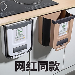 enttgo Kitchen Trash can Folding Household Cabinet Door Wall-mounted厨房垃圾桶折叠家用橱柜门壁挂式拉圾收纳桶伸缩车载垃圾筒专用 Kitchen Accessories