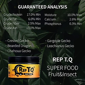 REPTQ Super Food (Fruit & Insect) - Protein, Lactic Acid, Vitamin D3 - Natural Crested Gecko Food - Omnivore Food Mix for Pet Reptiles & Bearded Dragons