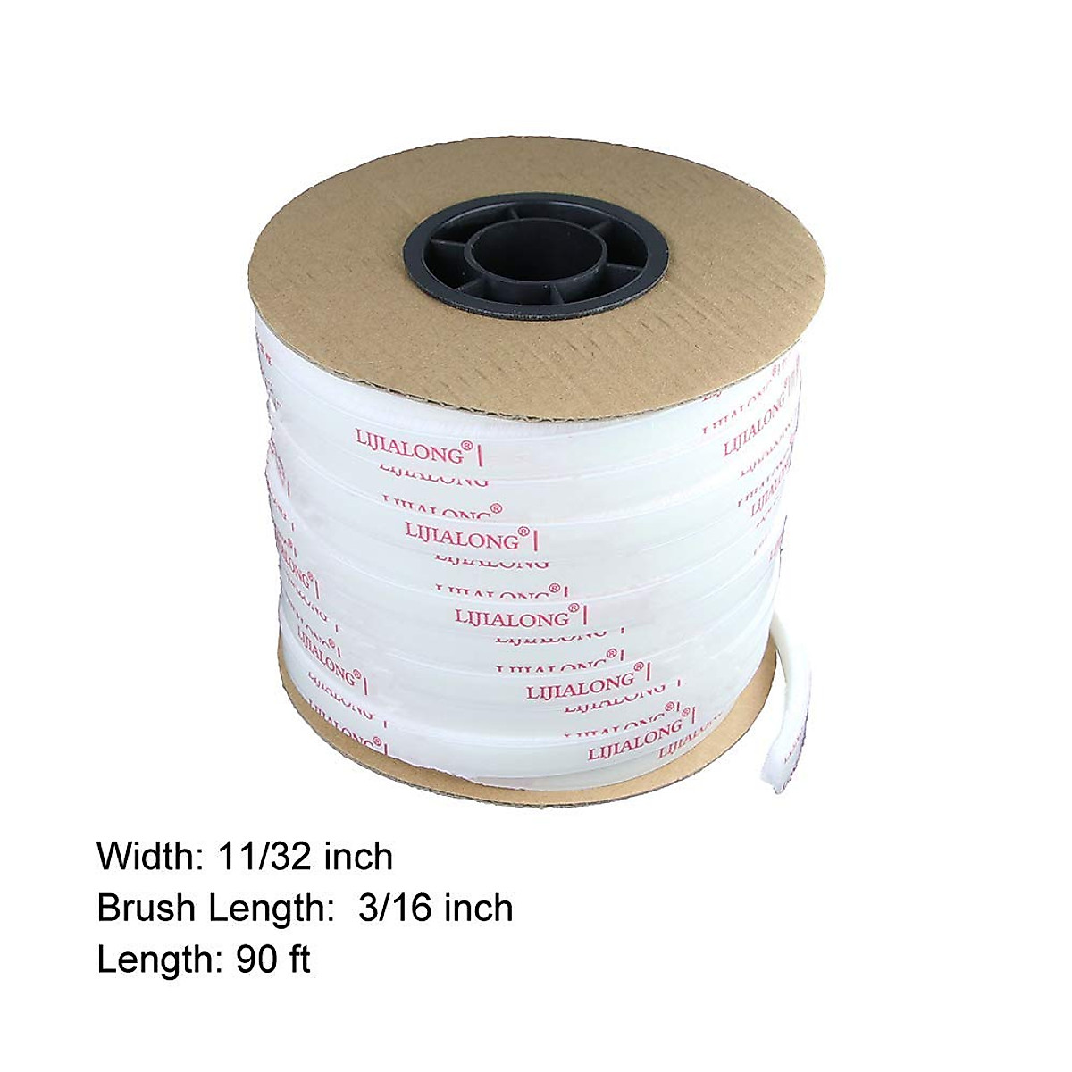 TORRAMI Adhesive Brush Seal Weather Stripping 11/32 inch x 3/16 inch x 90 ft, Dustproof Soundproof Windproof for Windows Bottom and Frame,Sliding Doors Frame,Wardrobe, White