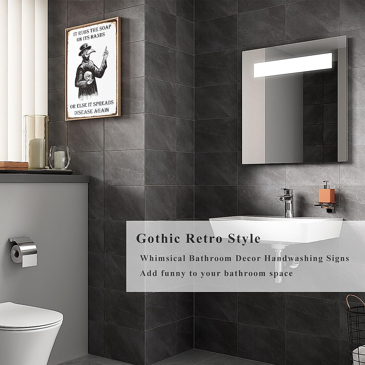 Gothic Bathroom Decor Wash Your Hand Plague Doctor Funny Restroom Wall Decor Tin Sign 8 X 12 Inch