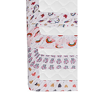 4 Pack Baby Girl Crib Sheets Fitted Pink Crib Sheet Portable Mattress Cover or Toddler Bed Sheets for Girls (Magic)