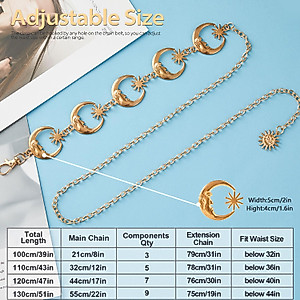 FIORETTO Chain Belt for Women Metal Belts Fashion Waist Belts for Dress Moon Star Gold Length 43in
