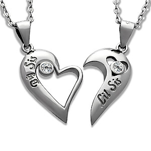 Big Sister Little Sister Necklaces Broken Heart Pendants Big Sis Lil Sis Necklace Sterling Silver Sisters Necklace Best Friends