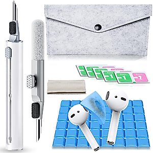 AKIKI Cleaner Kit for Airpods, Earbuds Cleaning kit for Airpods Pro 1 2 3, Phone Cleaner kit with Brush for Bluetooth Earbuds Cleaner, Wireless Earphones,iPhone,Laptop, Camera (White2)