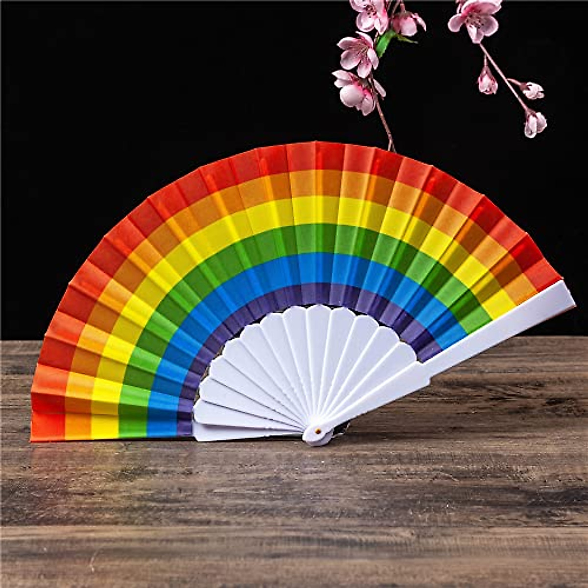 Vibrant Rainbow Folding Fans - 10 Pcs for LGBT Pride