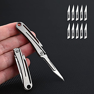 NBGDY Small Titanium Utility Knife,EDC Pocket Knife Folding Knife with 10 Blades,Ultralight Keychain Knife only 0.32oz.(kpq-1031)