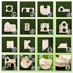 Hamster Forest Lookout Wood House Fun House Double-Decker Hut for Young Dwarf Gerbil Mouse Mice Rat Small Animals(Small Size Only for Small Hamster)