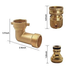 LYFJXX Garden Hose Connector, 1 pc 3/4 Inch 90 Degree Elbow Connector + 1 pc 3/4 Inch Hose Quick Connector