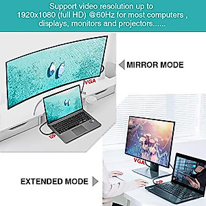 Foboiu DisplayPort to VGA, VGA Adapter 6 Feet DP Cable Connects Port from Desktop or Laptop Monitor Projector with VGA to Displayport Adapter